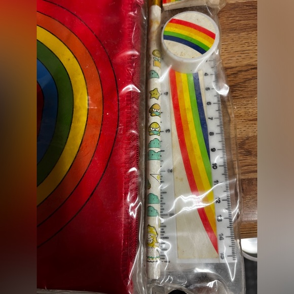 Rainbow | Office | Vintage 8s 90s Rainbow School Kit Pencil Ruler Pouch ...